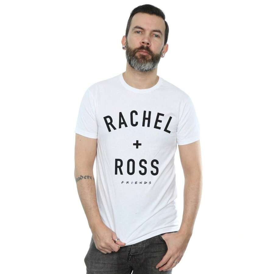 Friends Herren "Rachel und Ross" Text T-Shirt (Weiß) | aktuelle Trends ...