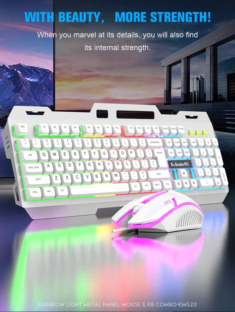 Cool Mechanical Feeling Backlit Keyboard Mouse Set, Wired Gaming ...