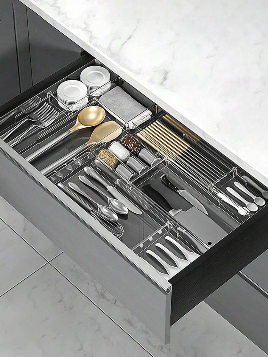 3M Kitchen Drawer Organizer Divider - Simple Cutlery Holder Box For ...