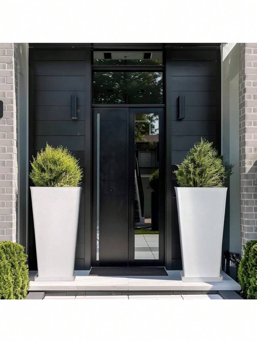 30 Inch Tall Planters For Outdoor Plants, 2 Sets Concrete Grey, Tall ...