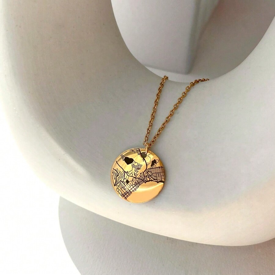 Personalized Necklace With Map Coordinate Engraving, Gift For Dad, Long ...