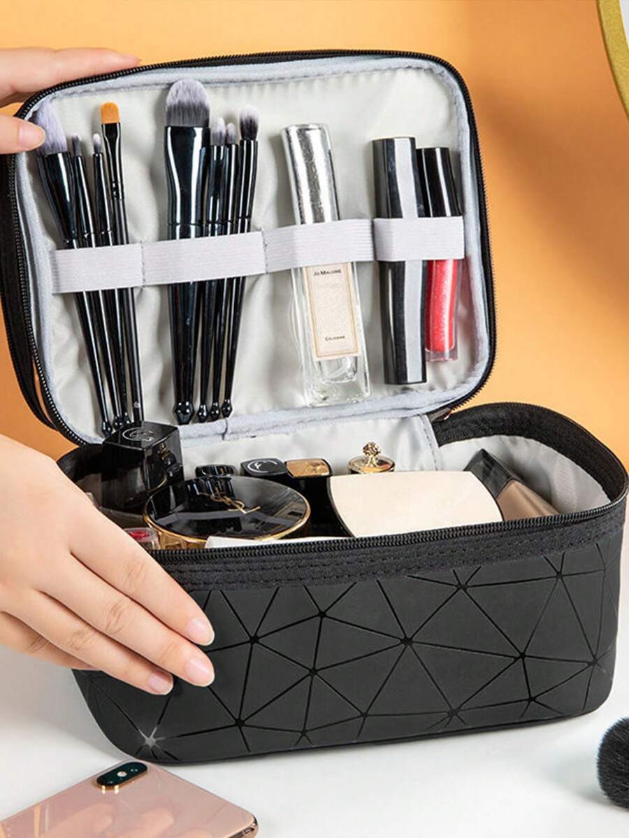 1pc Double Layer Makeup Bag, Travel Cosmetic Storage Organizer With ...