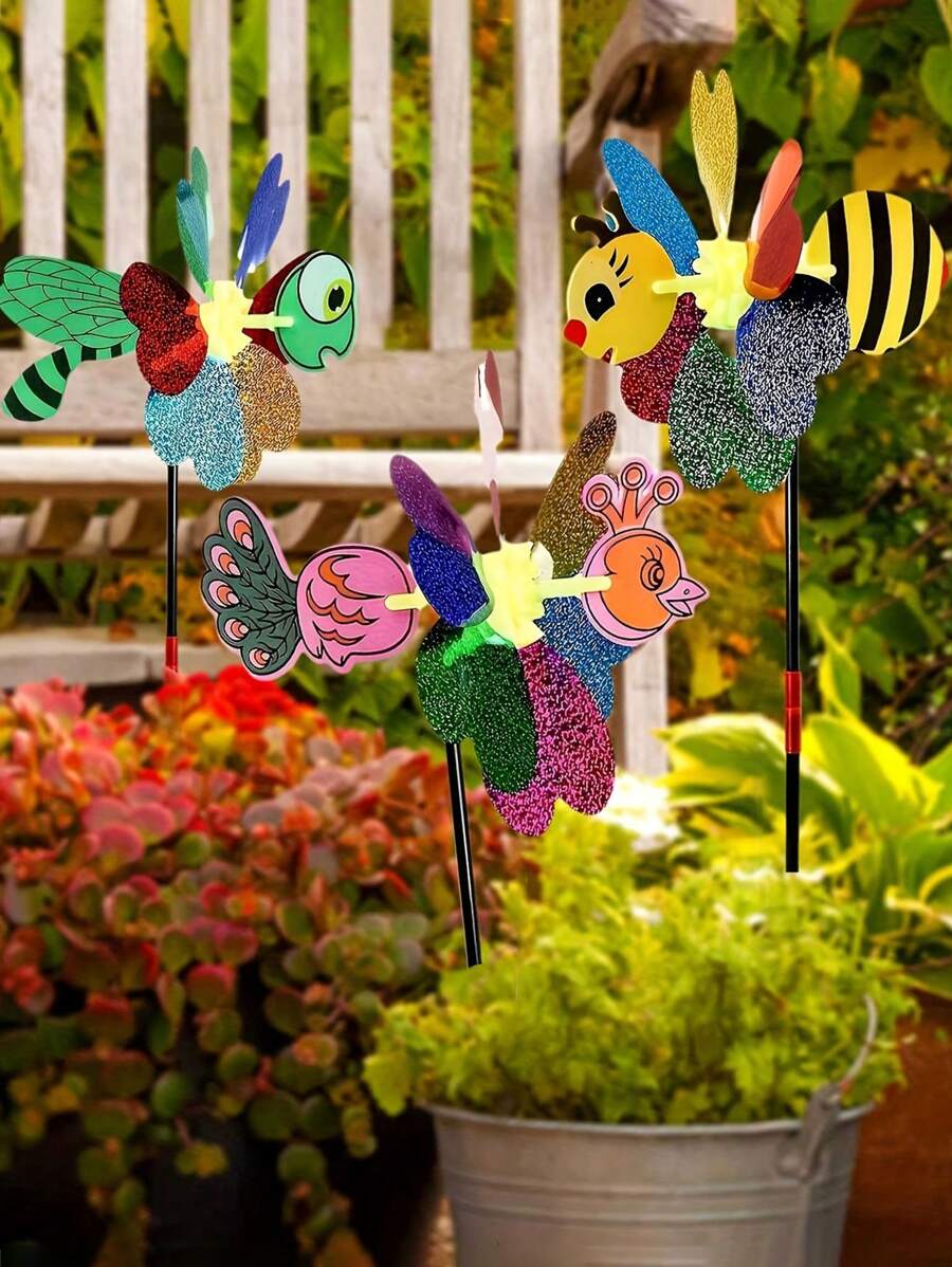 1set Cartoon 3D Sequins Colorful Windmill Insect Bee Dragonfly Windmill ...