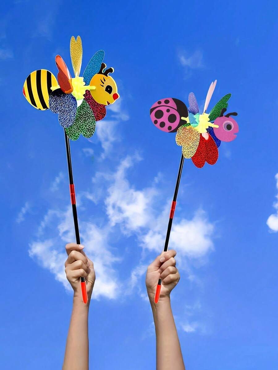 1set Cartoon 3D Sequins Colorful Windmill Insect Bee Dragonfly Windmill ...