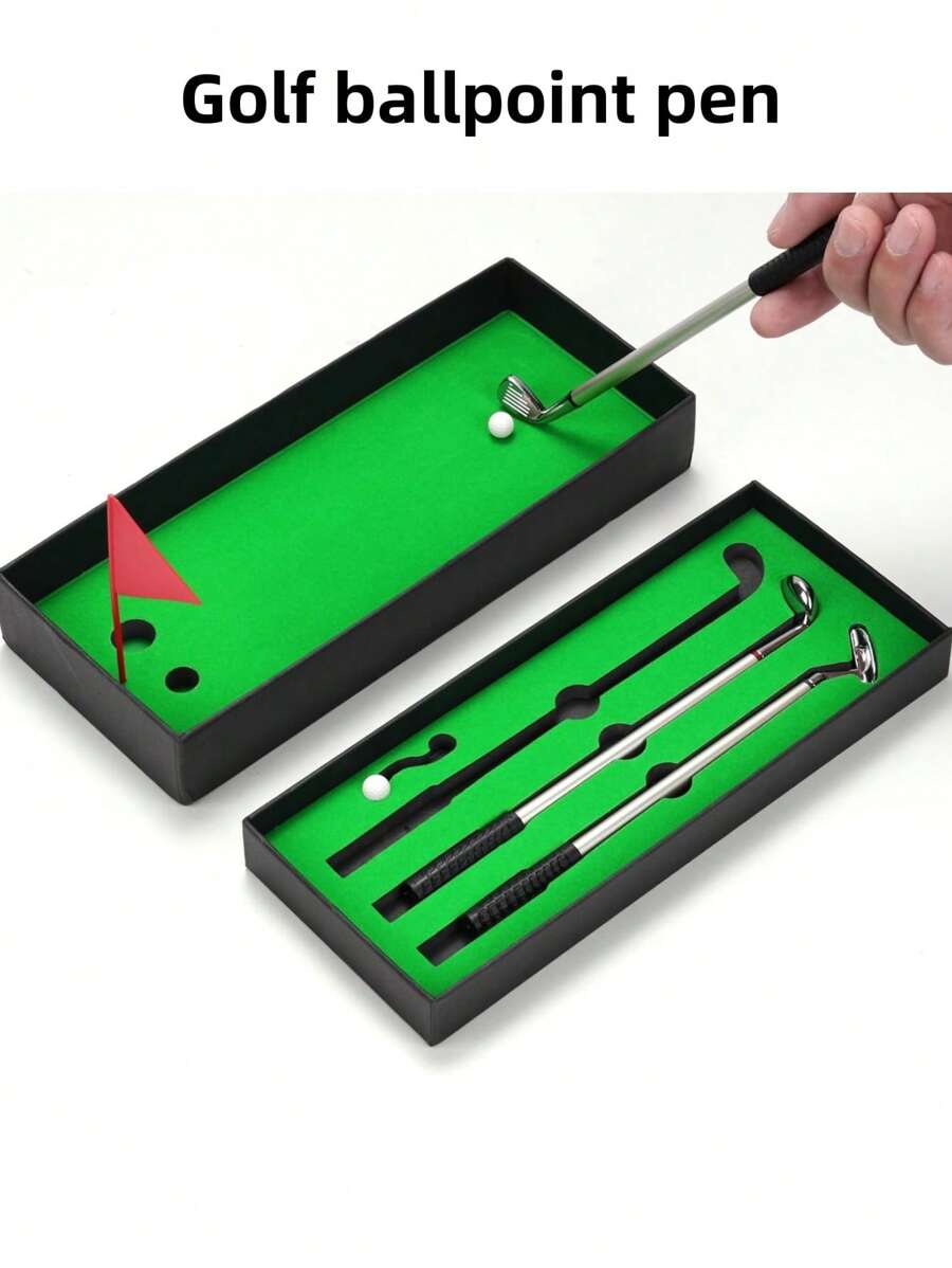 3 Golf Ballpoint Pens, Mini Desktop Golf Pen Gift Set Including Putting ...