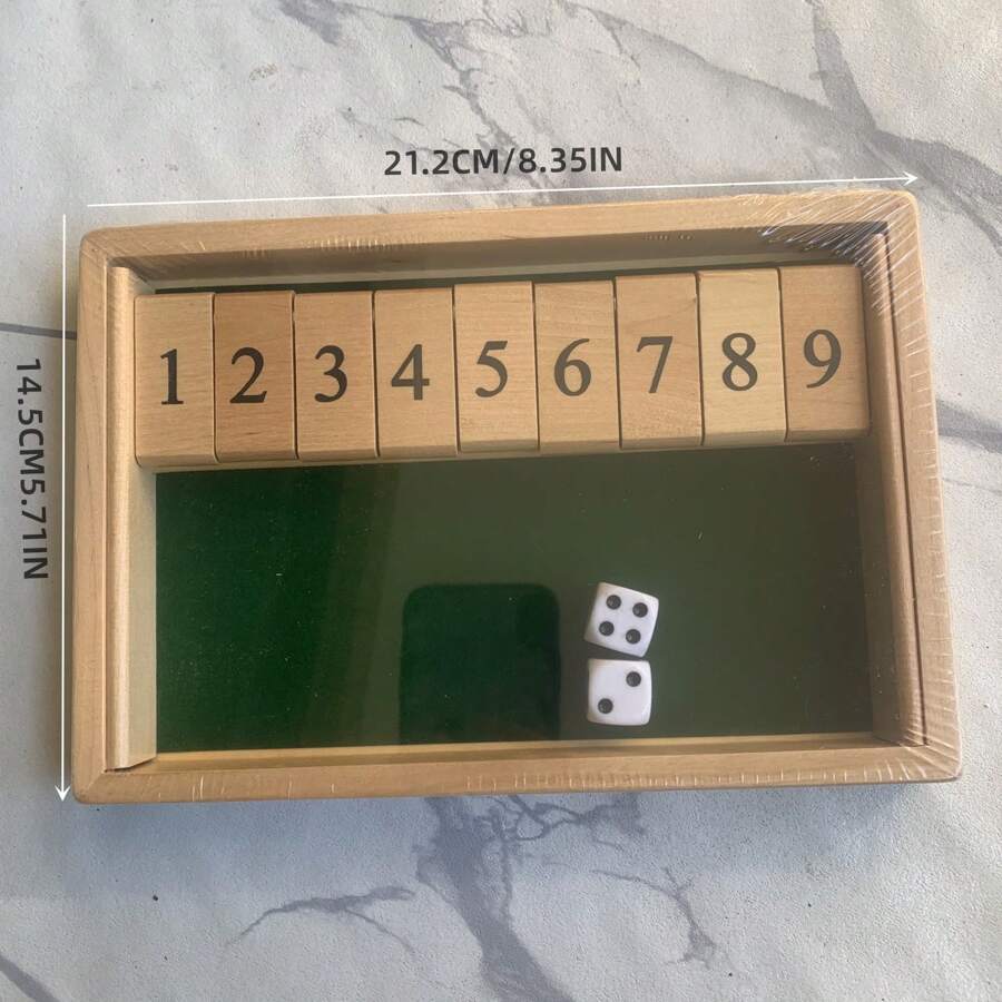 Four Sided 10 Numbers Shut The Box Board Game Wooden Flaps & Dice Set ...