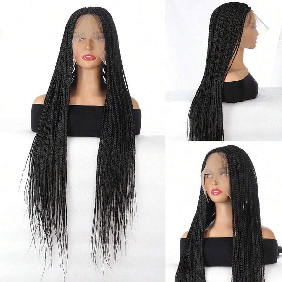 36" Full Lace Braided Wigs Synthetic Hair Box Braids Lace Front Wigs ...