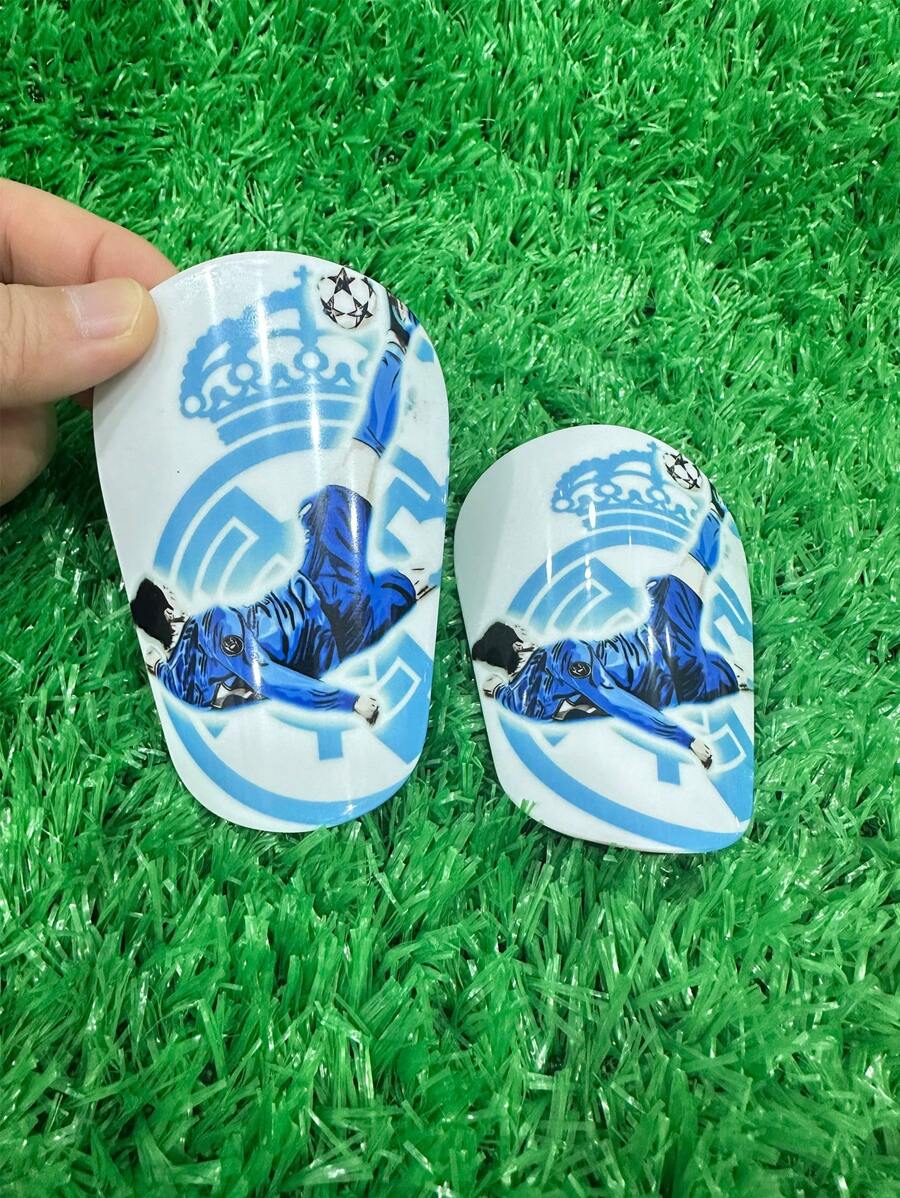 1 Pair 10*6cm Breathable & Comfortable Men's Football Shin Guards, Blue ...