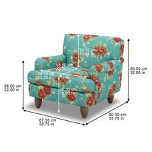 Vintage Floral Low Back Fabric Accent Chair, Teal | SHEIN USA