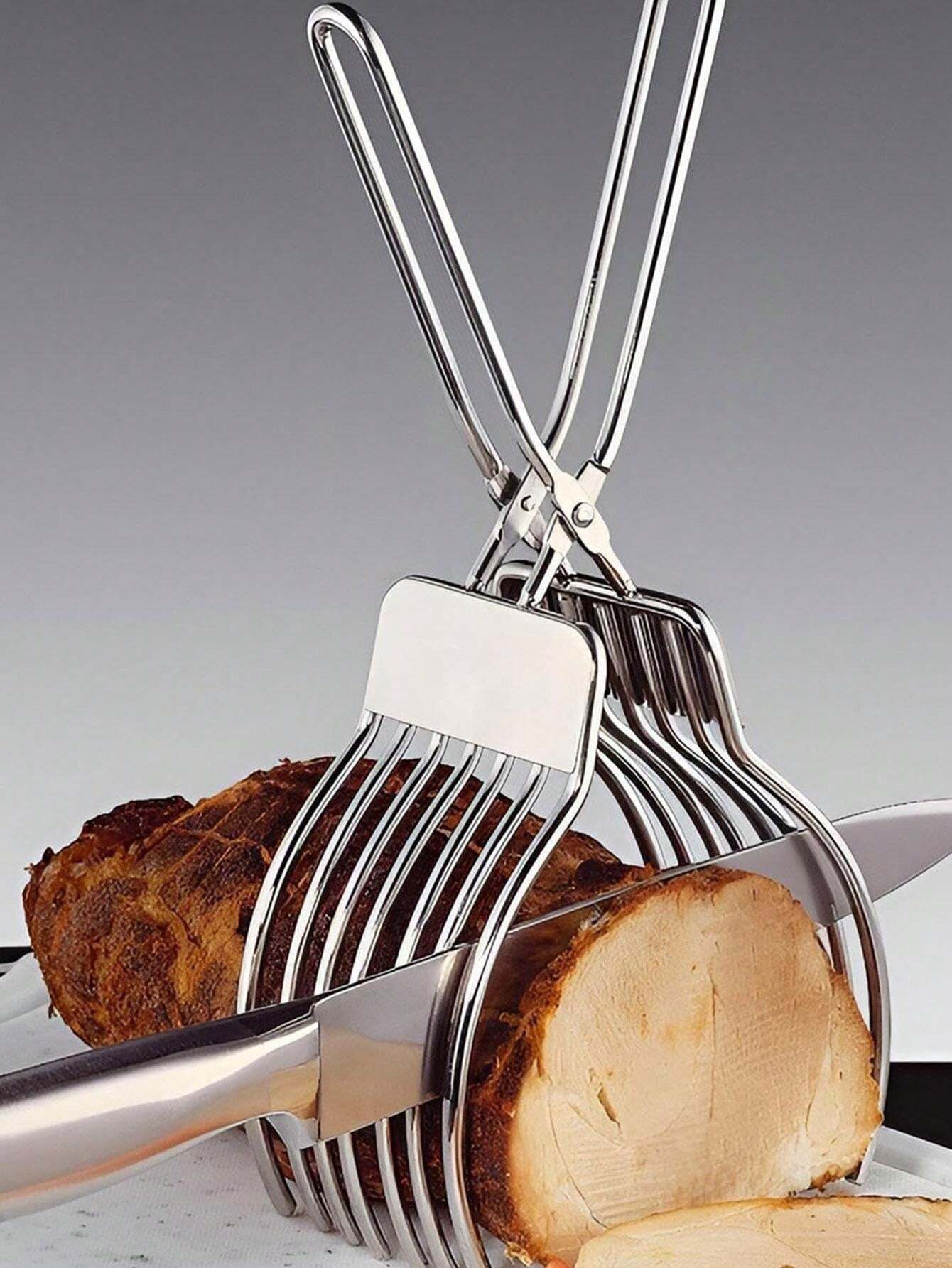 Stainless Steel Roast Beef Cutting Tongs Meat Bread Slicing Tong Onion ...