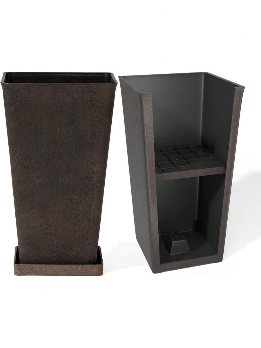 30 Inch Tall Planters For Outdoor Plants, 2 Sets Concrete Grey, Tall ...