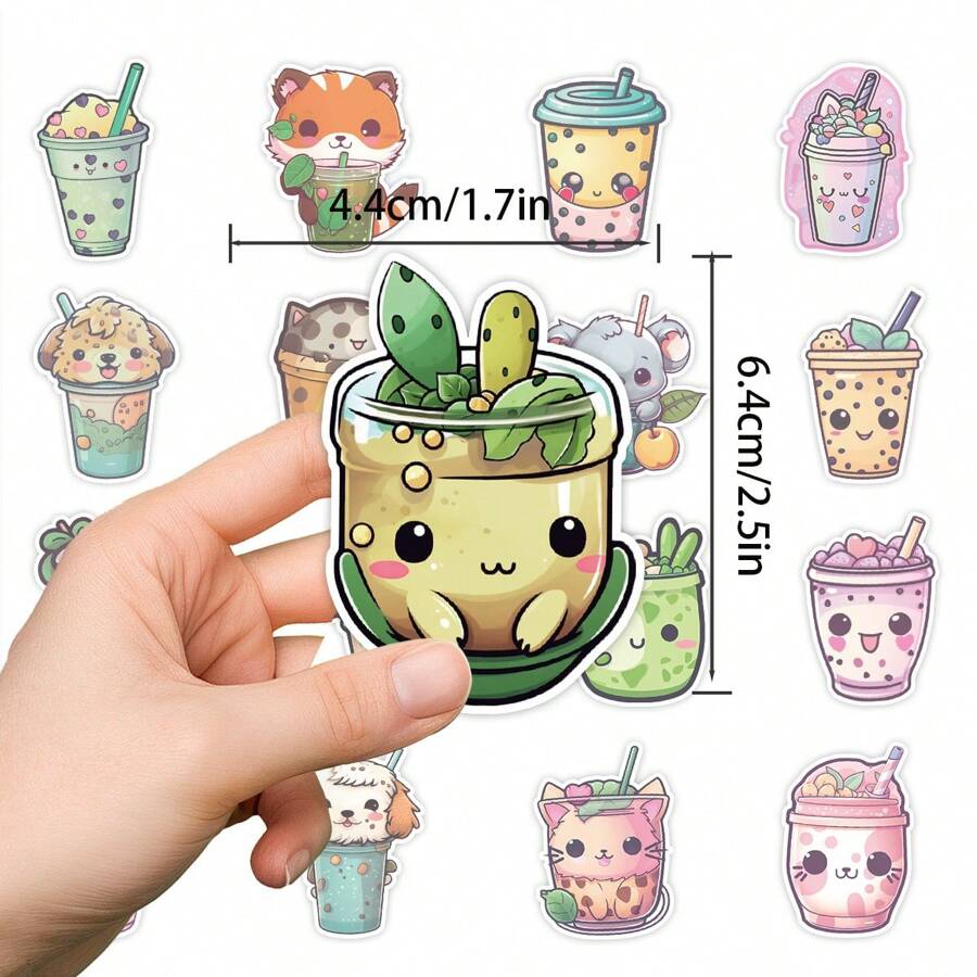50PCS Boba Tea Stickers Cute Cartoon Stickers Boba Milk Tea Merch Boba ...