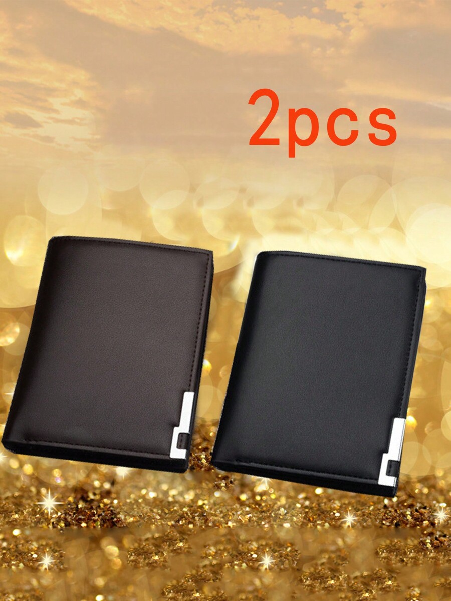 Bogesi 2 ชิ้น กระเป๋าสตางค์ผู้ชายขนาดสั้น ขอบเหล็ก กระเป๋าเอกสาร/บัตร ...