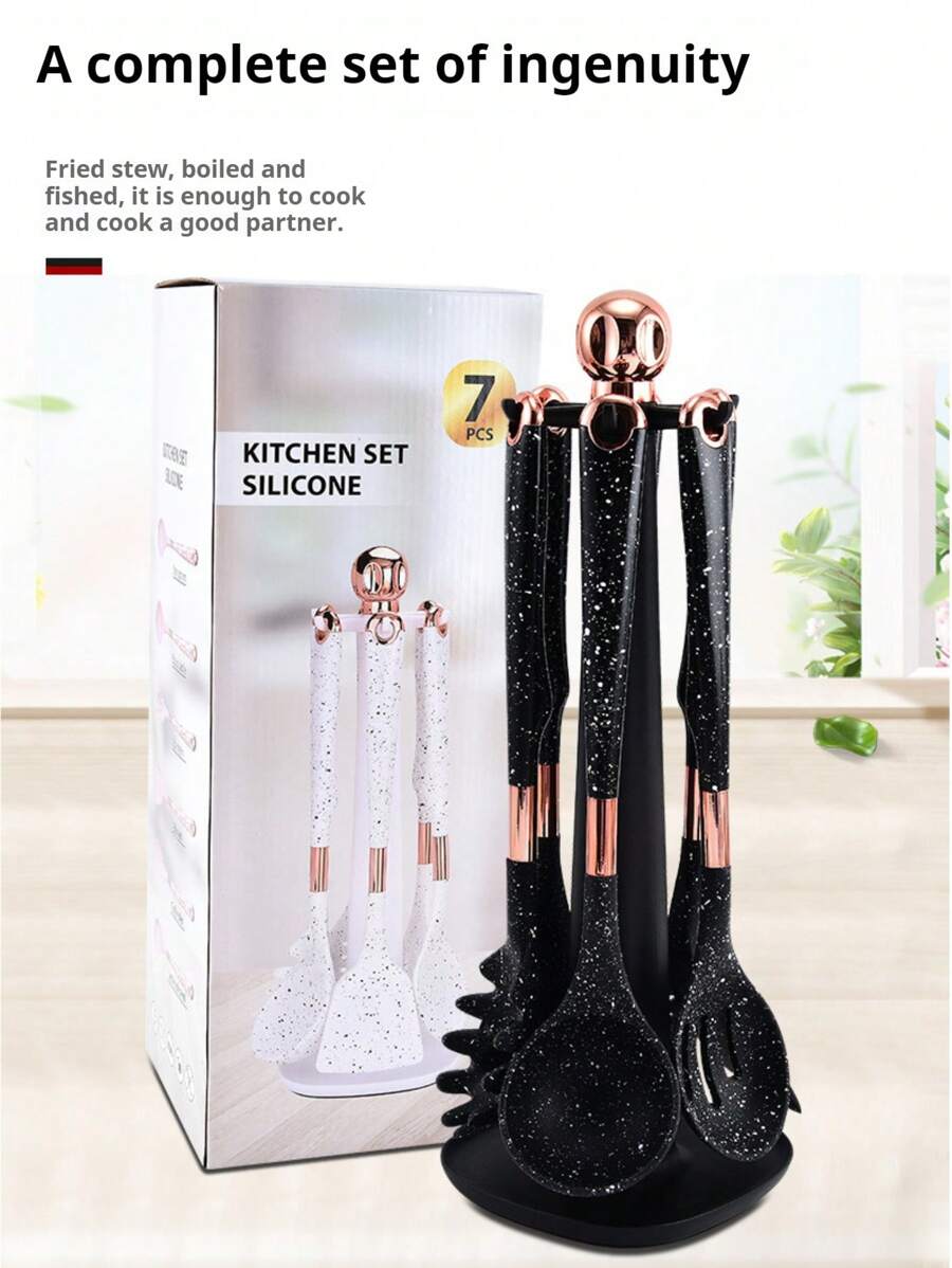 7-Piece Silicone Kitchenware, Kitchen Cooking Spoon Non-Stick Cooking ...