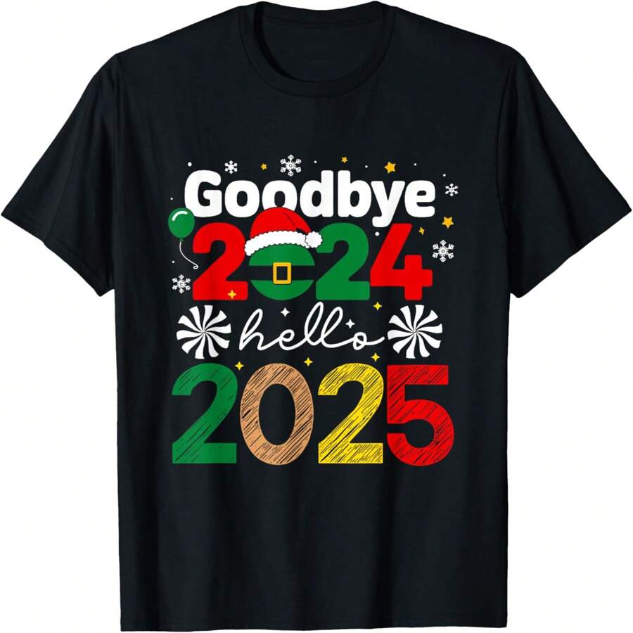 Goodbye 2024 Hello 2025 Party Family Happy New Year 2025 T-Shirt ...