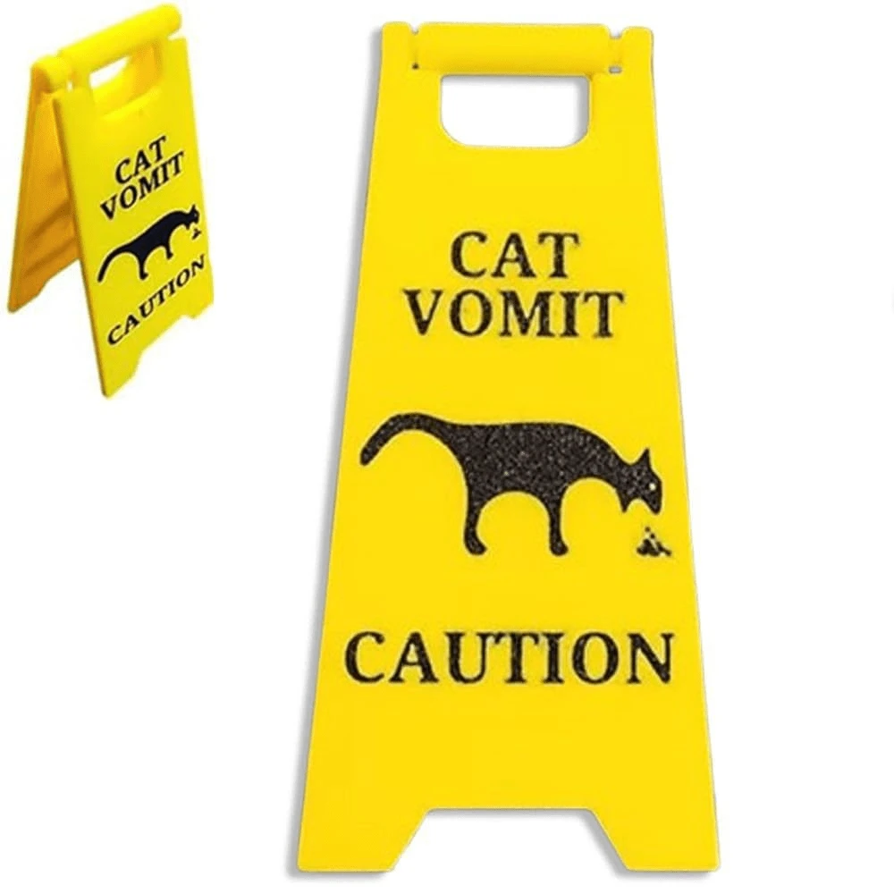 Cat Vomit Sign Cat Vomit Floor Slippery Logo 3D Printed Creative ...