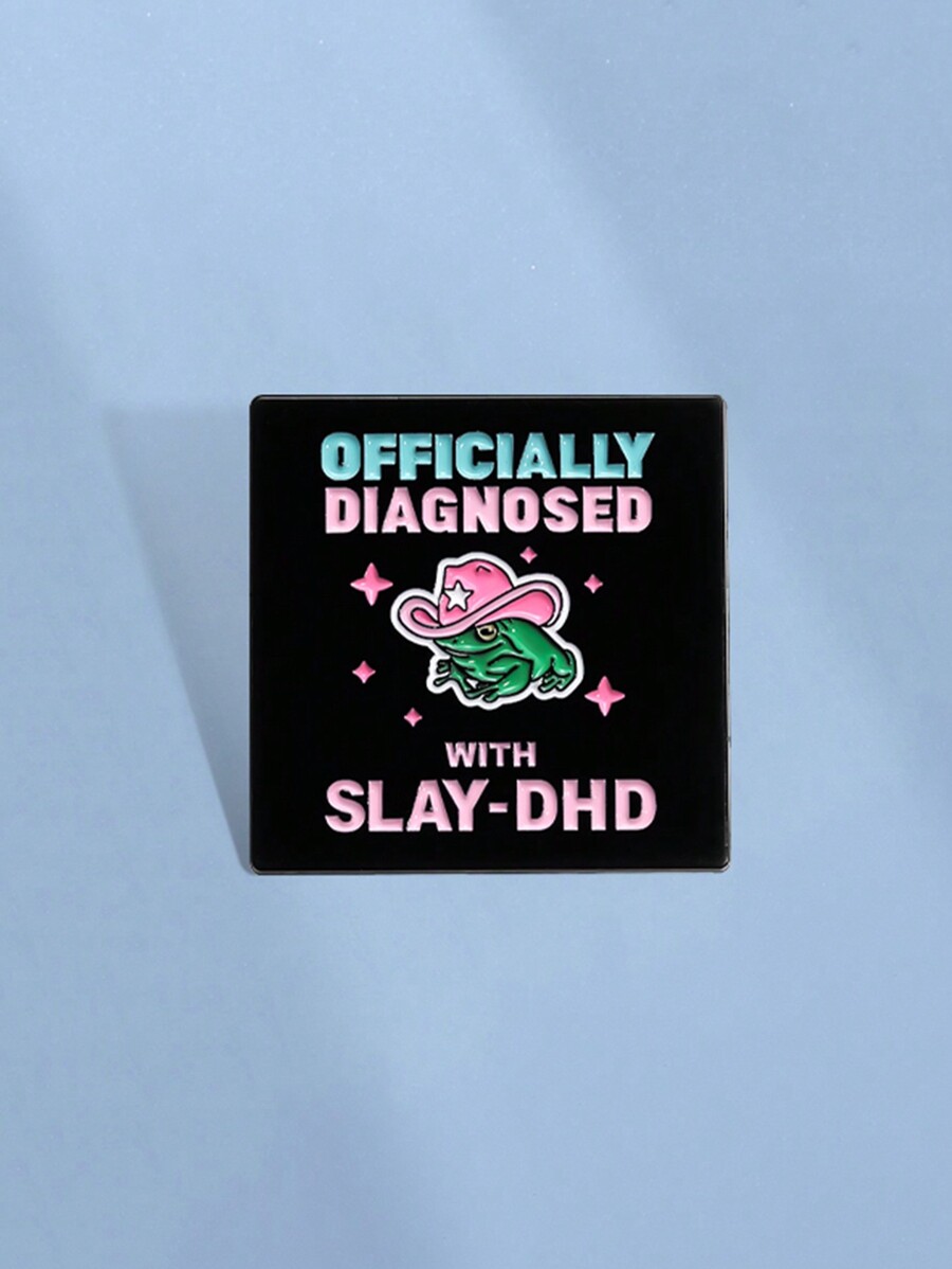 1pc Officially Diagnosed With Slay-DHD Enamel Pins Pink Cowboy Hat Frog ...