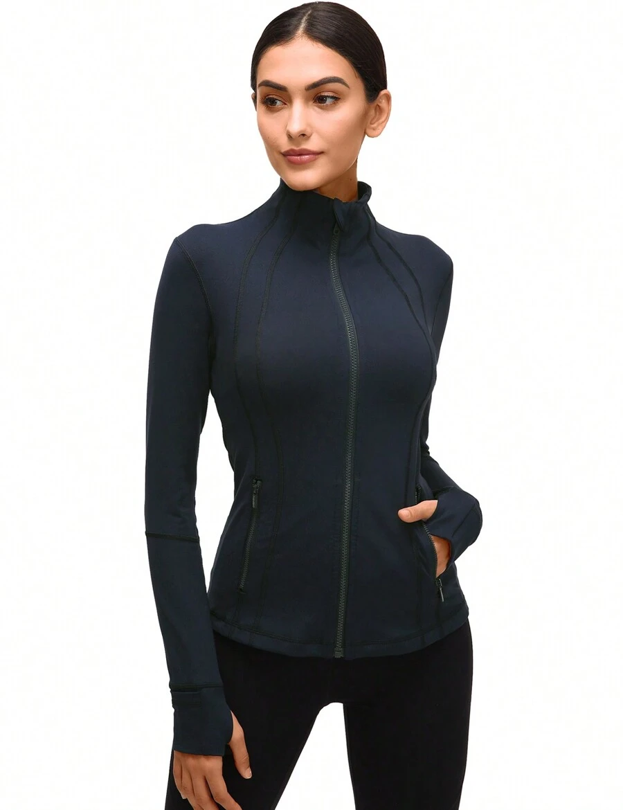 Women's Yoga Jacket Slim Fit Full Zip Running Athletic Jacket ...