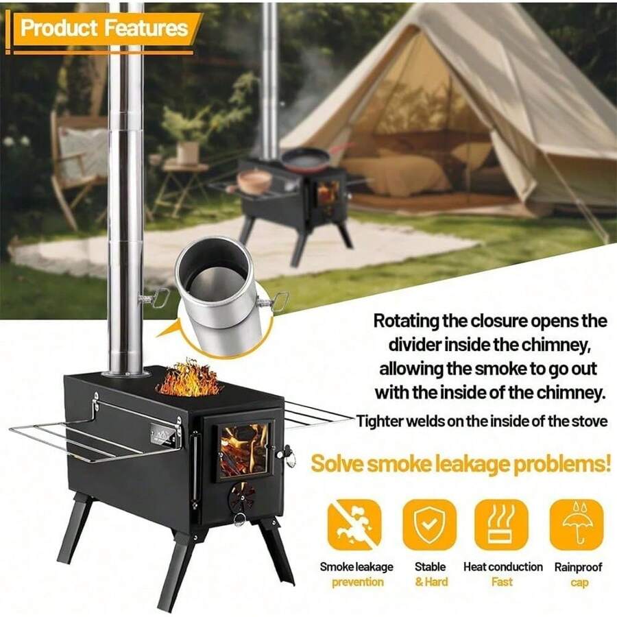 Hot Tent Stove, AVOFOREST Wood Burning Stove, Portable Wood Stove With ...