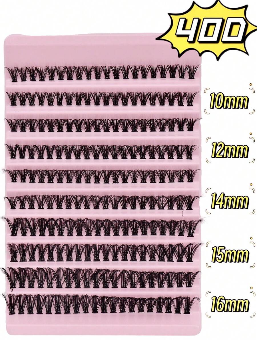 40D DIY Extensiones de pestañas 200 piezas 10-12-14-15-16 mm Racimos de pestañas mixtas Rizadas ...