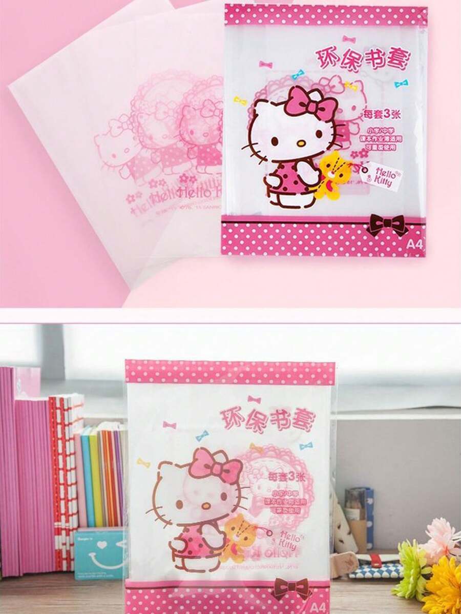 Sanrio 4pcs/Set Back To School Transparent Matte Kitty Cat Book Covers ...