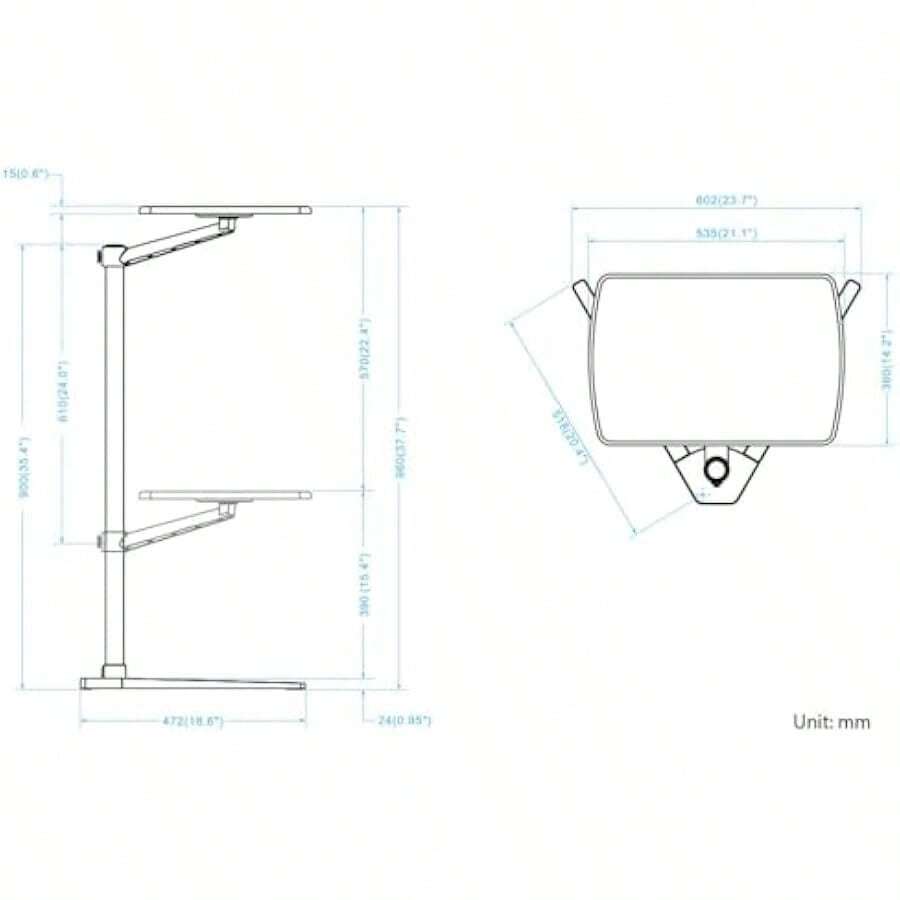Thingy Club Overbed Table Stand Height Adjustable Tray Side Table For ...