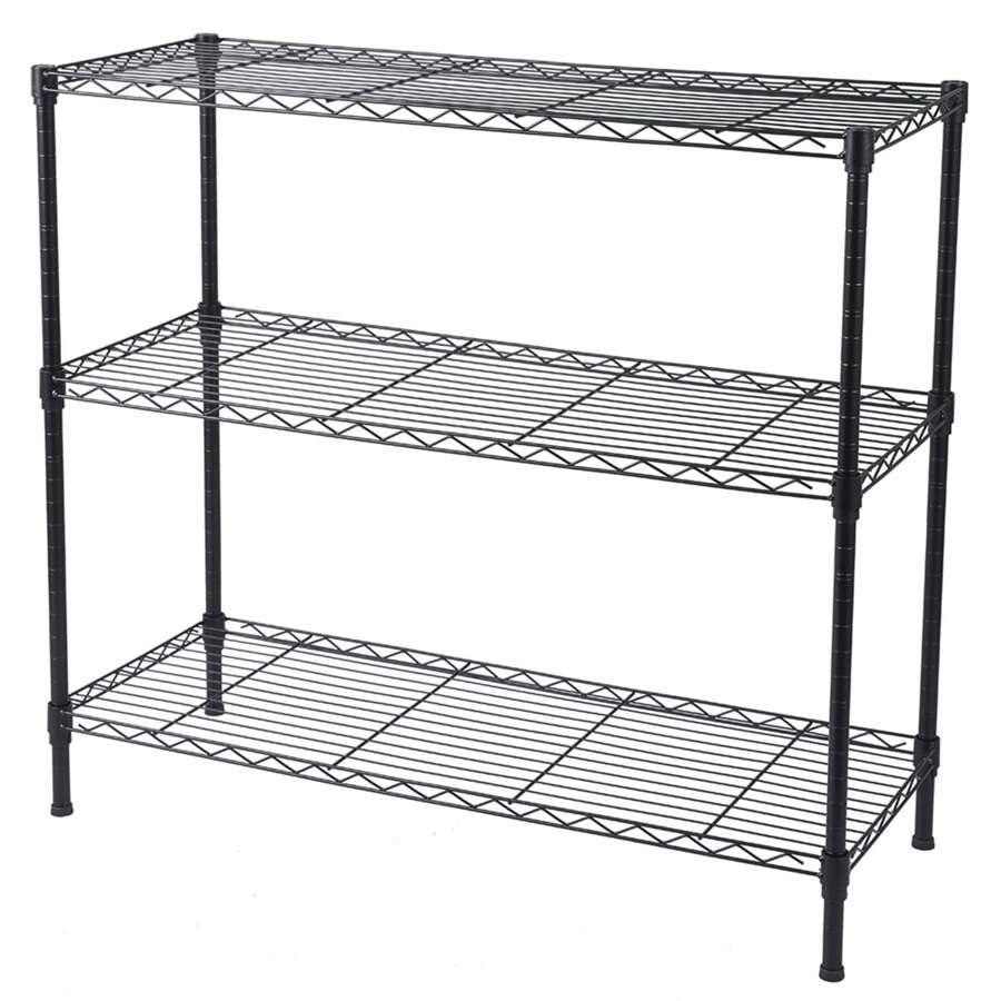 3-Tier Heavy Duty Adjustable Shelving Unit Black | SHEIN USA