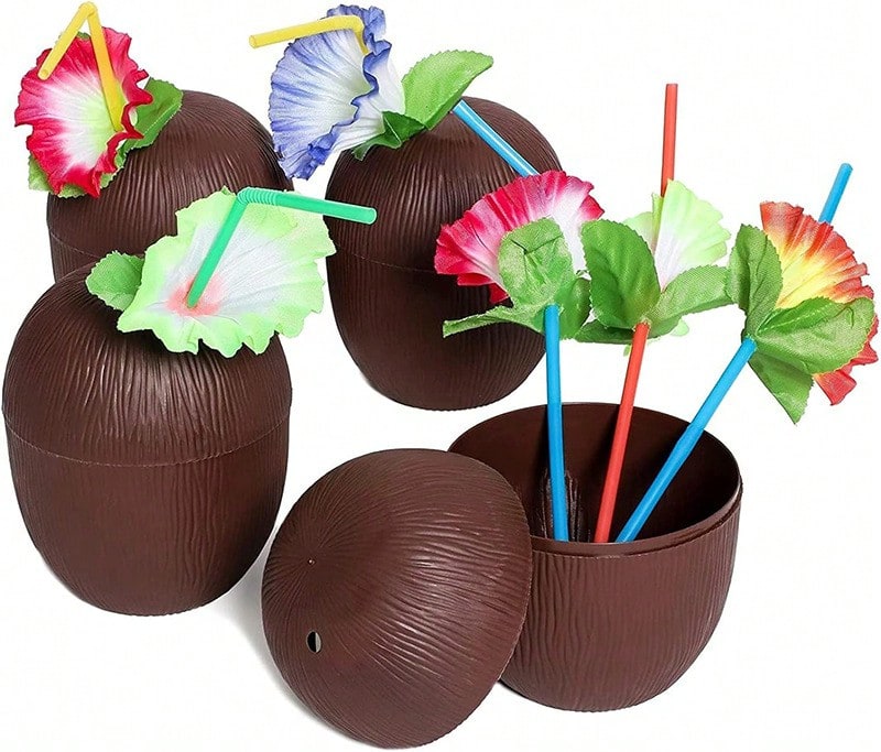 Copos Decorativos de Coco para Festa com Tema Havaí, Copos de Suco de ...