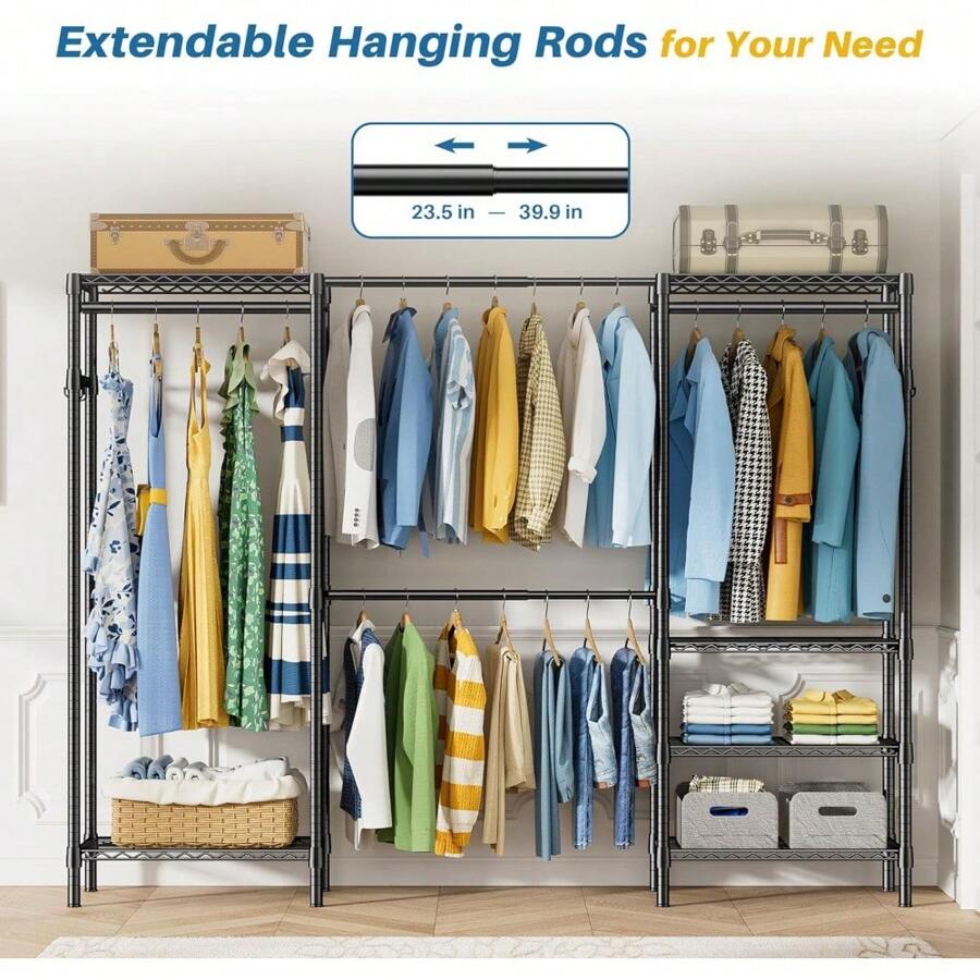 Duty Closet Clothes Rack, 6 Tiers Adjustable Metal Freestanding ...