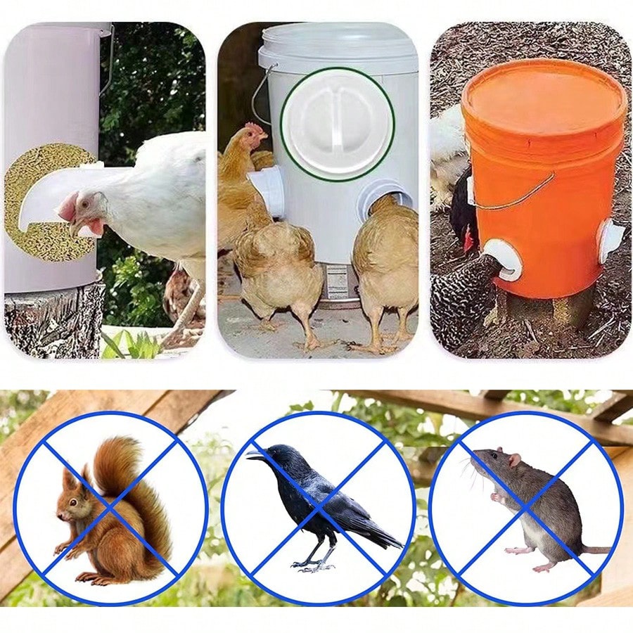 DIY Chicken Feeder With 4 Feeding Holes & 1 Hole Saw, Poultry Feeder Gravity Feed Kit Suitable ...
