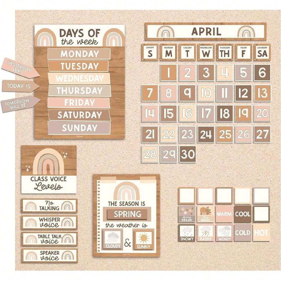 Boho Classroom Calendar Set Bulletin Board - Bulletin Board Calendar ...