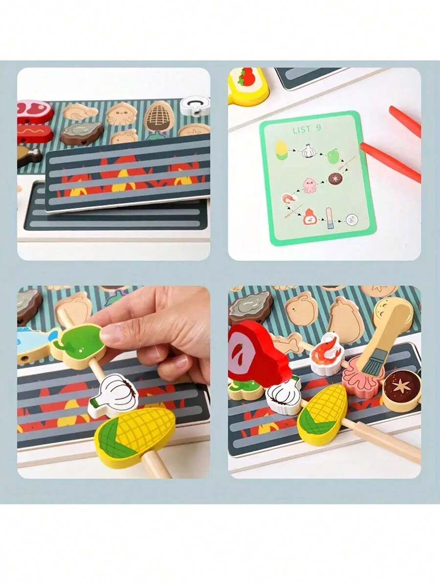 Wooden Pretend Play BBQ Toy Set, Camping Cooking Playset, Suitable For ...