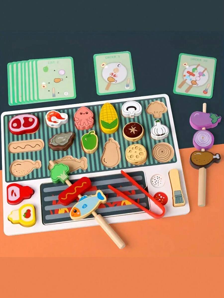 Wooden Pretend Play BBQ Toy Set, Camping Cooking Playset, Suitable For ...