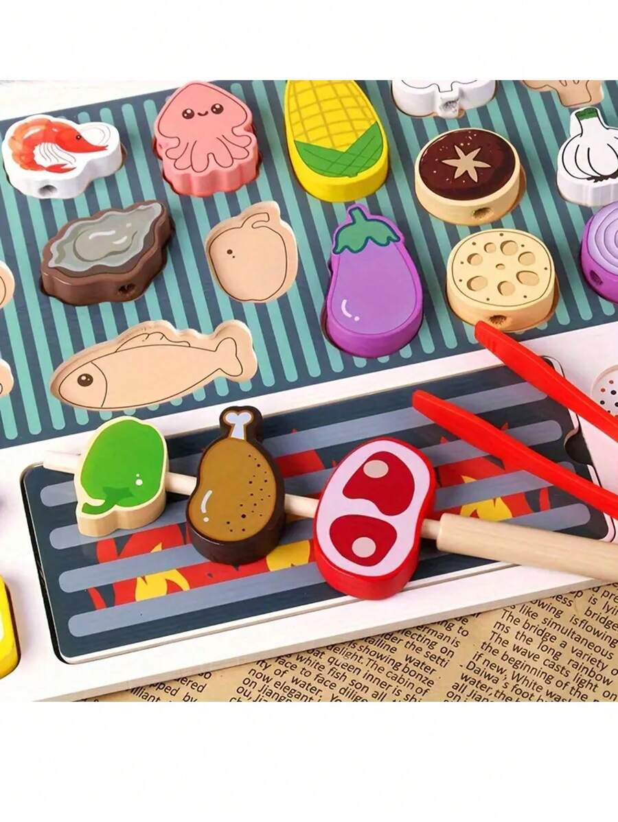 Wooden Pretend Play BBQ Toy Set, Camping Cooking Playset, Suitable For ...