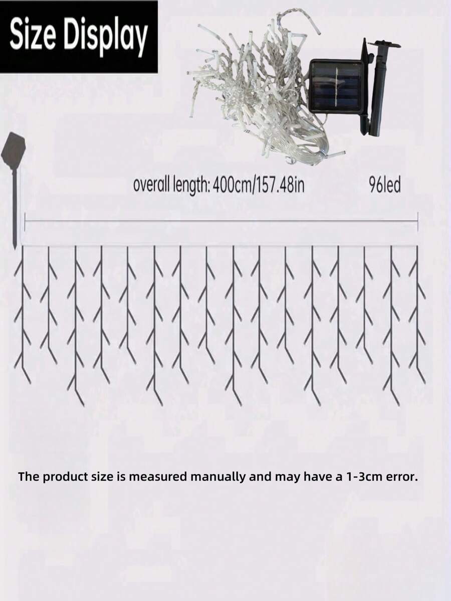 1pc Solar Powered Icicle Lights,About 4M/13ft Clear Fairy String Lights ...