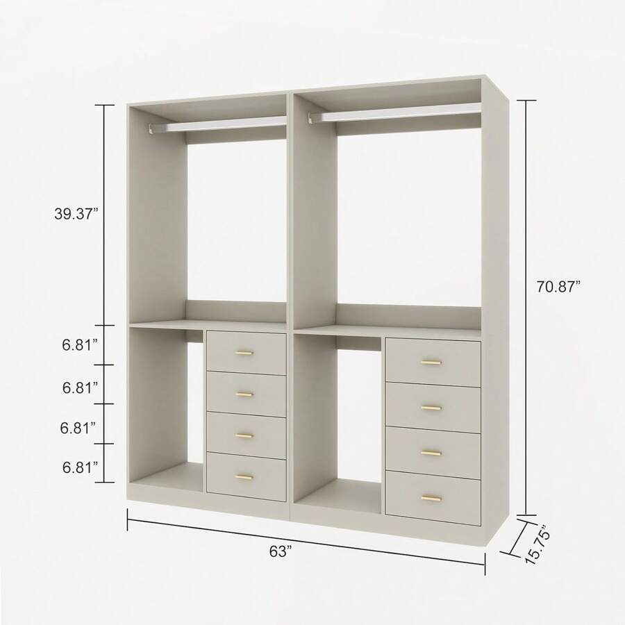 Livelylodge Wood Closet System For Walk In Closets With 8 Drawers 2 ...