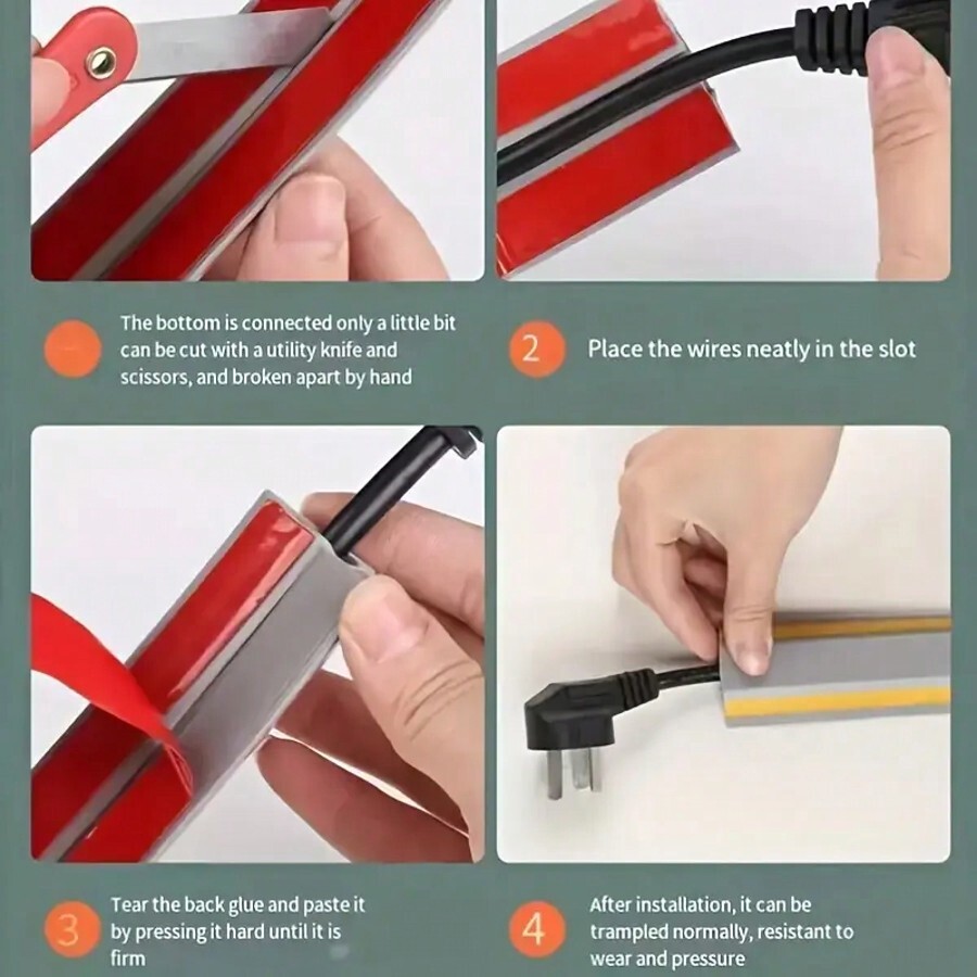 100cm/39.4in Extended Cable Cover, Floor Cable Protector To Cable And ...