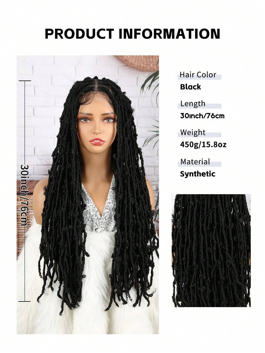 30 Inches Braided Wigs For Women Double Full Lace Knotless Locs Black ...