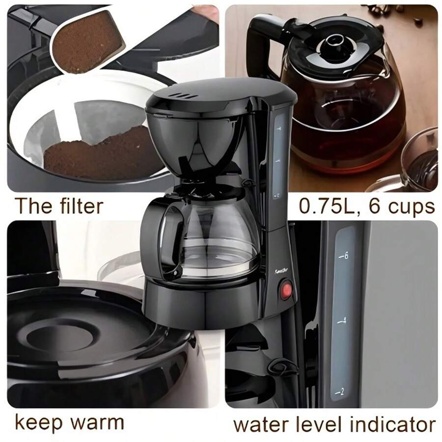 Home Automatic Small Coffee Machine Small Home Fully Automatic Drip Coffee Pot One-Button ...