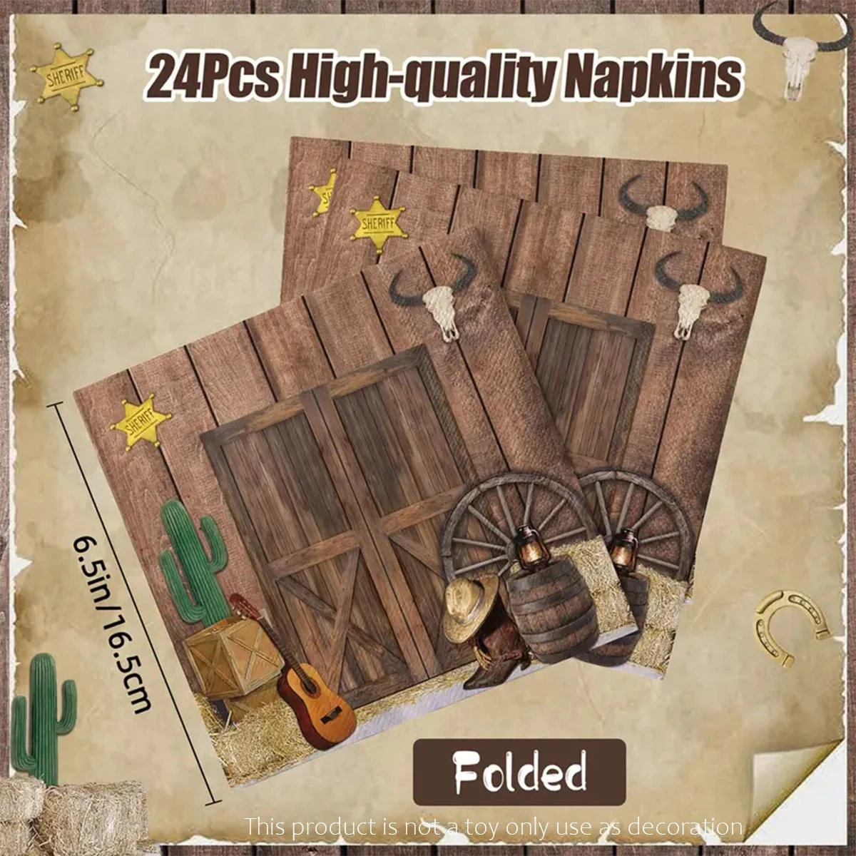 48pcs Western Party Napkins, Wild West Cowboy Party Napkins, Rustic ...