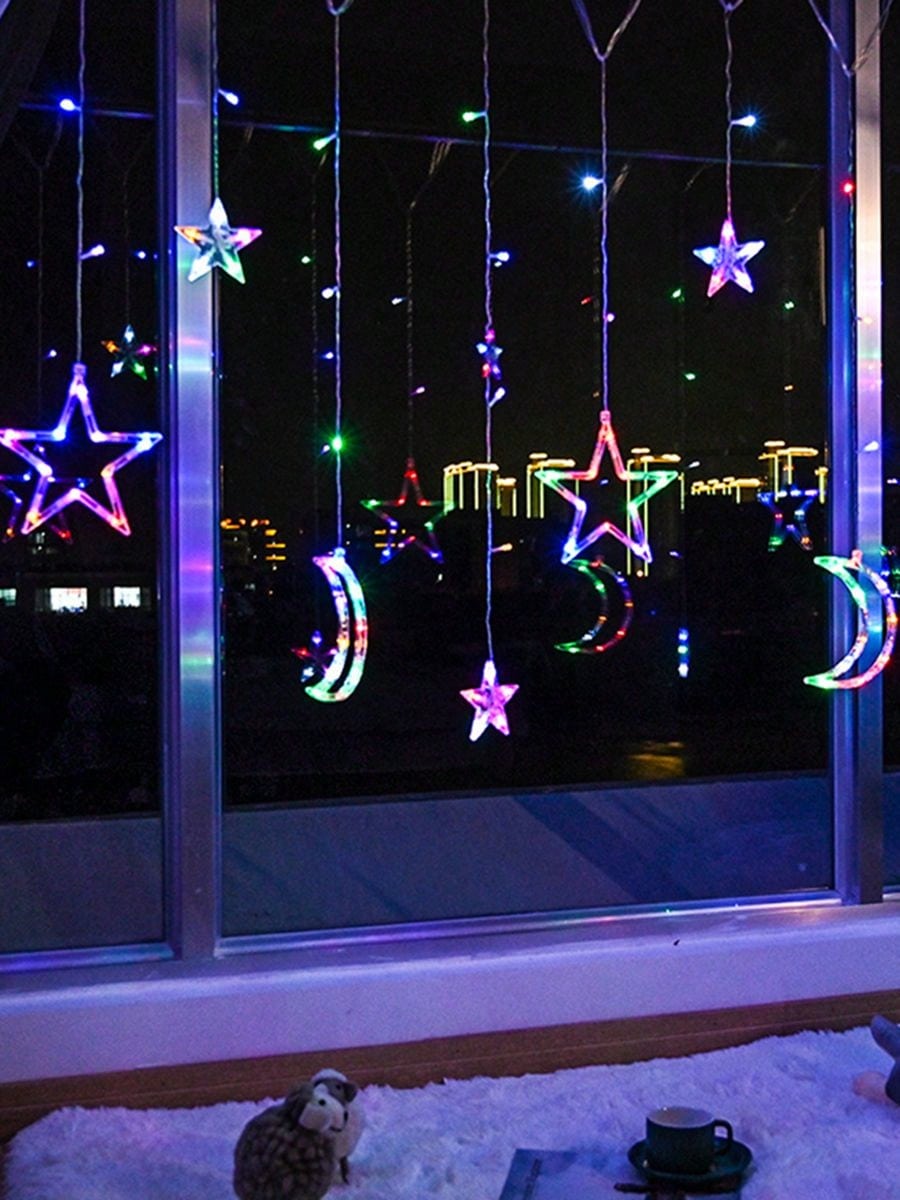 3.5m Moon & Star String Lights, 12 Hanging Stars & Moons LED Lights ...