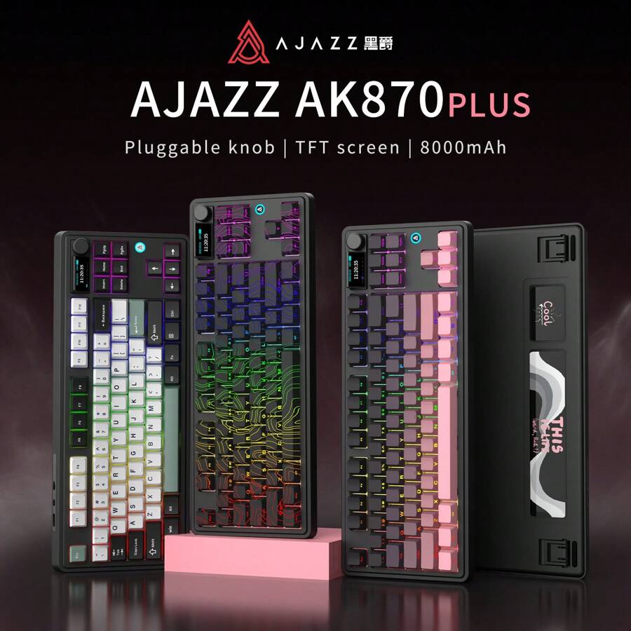 AJAZZ AK870 PLUS Wireless Mechanical Keyboard, Customizable Color ...