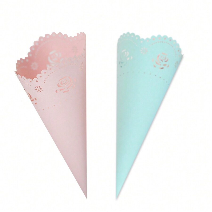 6PCS Lace Paper Flower Tube,Rose Laser Cut Paper Cones Flower Petal ...