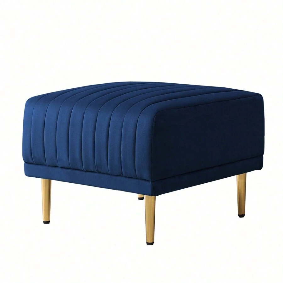 Goodsilo Velvet Channel Tufted Ottoman With Metal Legs For Sectional ...