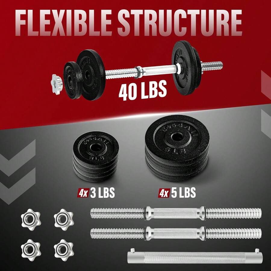 Yes4All Old School Adjustable Dumbbell Set With Weight Plates, Star ...