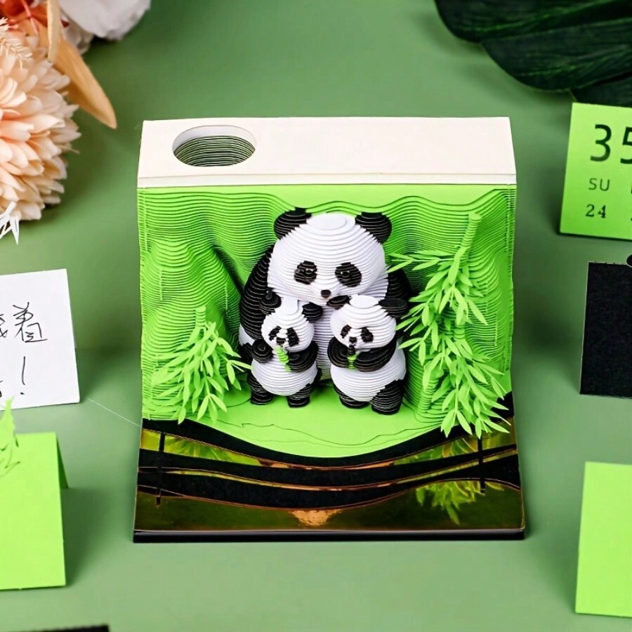 2025 3D Panda Calendar - Creative DIY Paper Craft Desktop Decor, Art ...