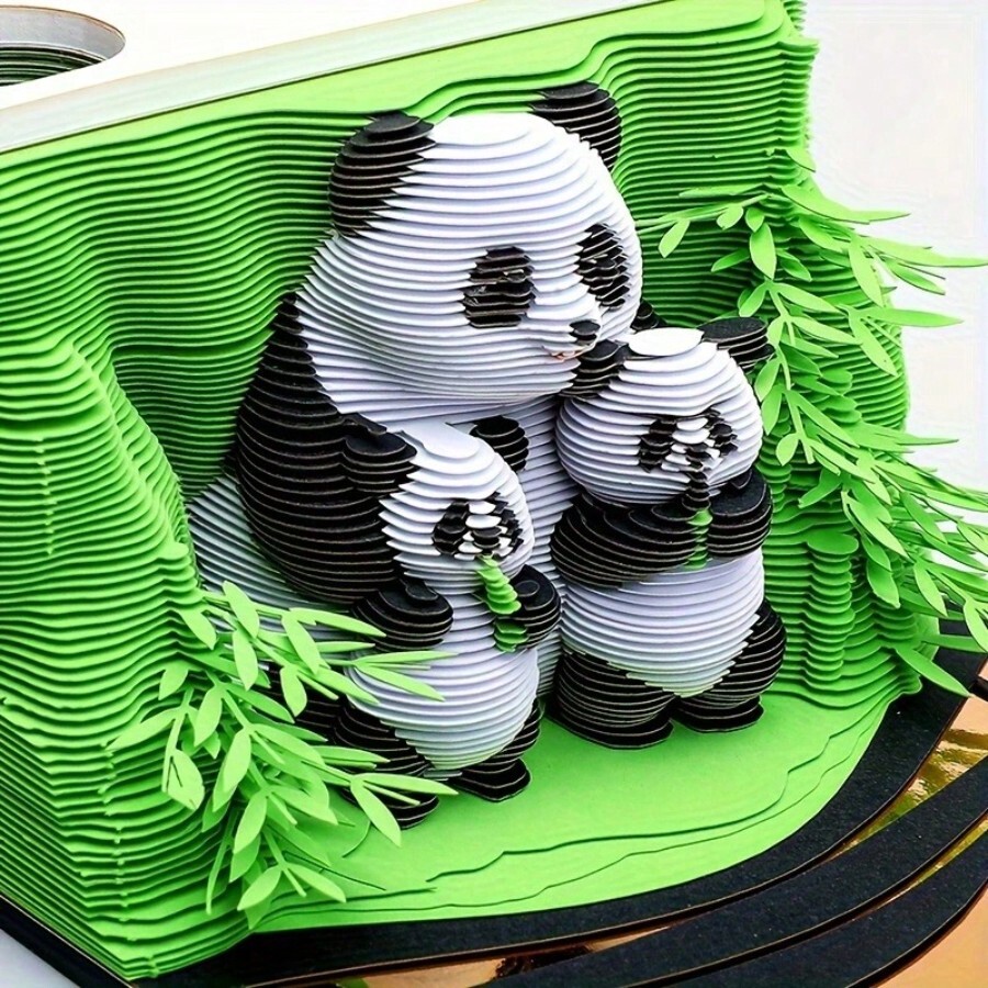 2025 3D Panda Calendar - Creative DIY Paper Craft Desktop Decor, Art Clock Calendar, Unique 3D ...