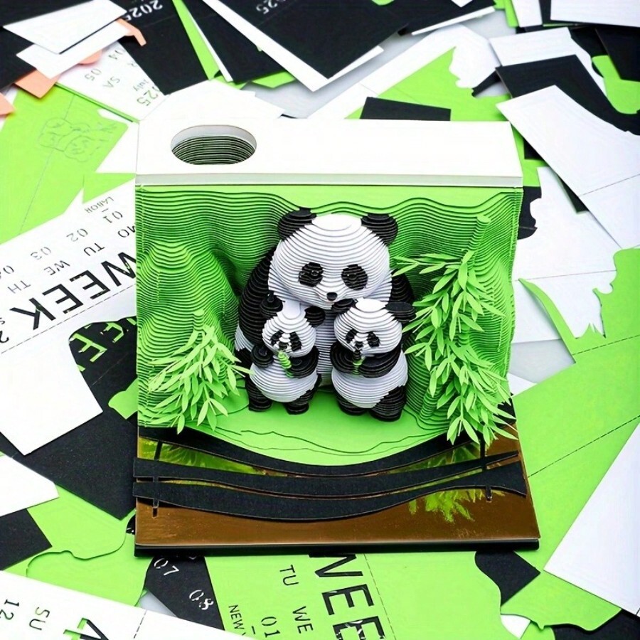 2025 3D Panda Calendar - Creative DIY Paper Craft Desktop Decor, Art ...