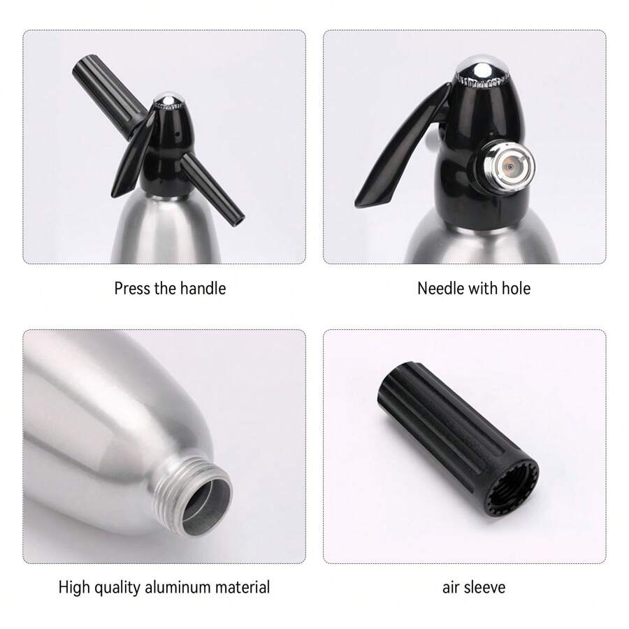 Sparkling Water Dispenser 1L Soda Siphon, Aluminum Soda Dispenser Carbonated Water Dispenser ...