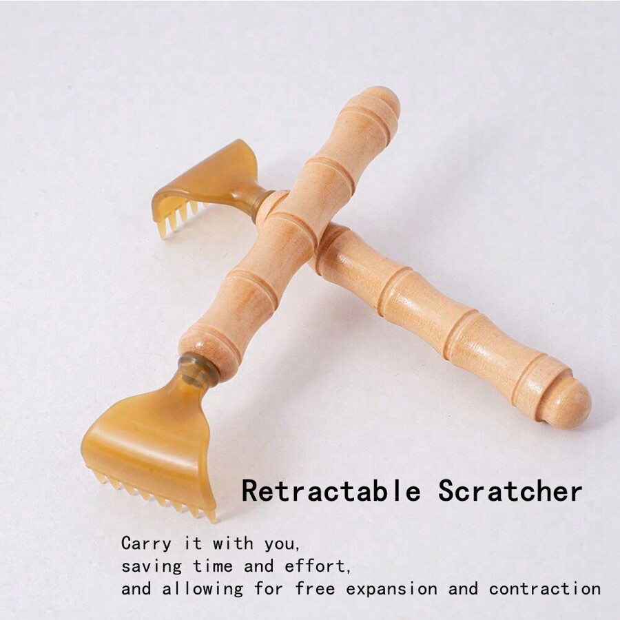 Body Back Scratcher Tool With Natural Wood Handle, Adjustable Stainless ...